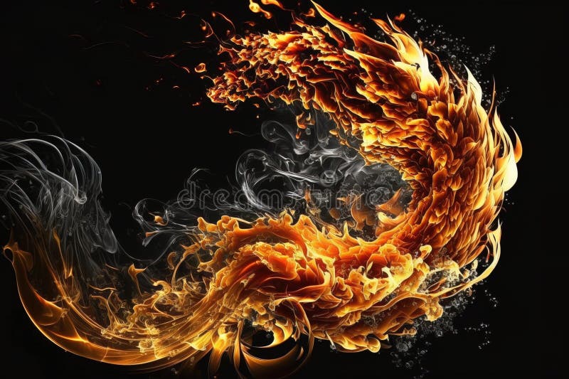 A Fiery Fire in the Shape of a Circle on a Black Background Stock ...
