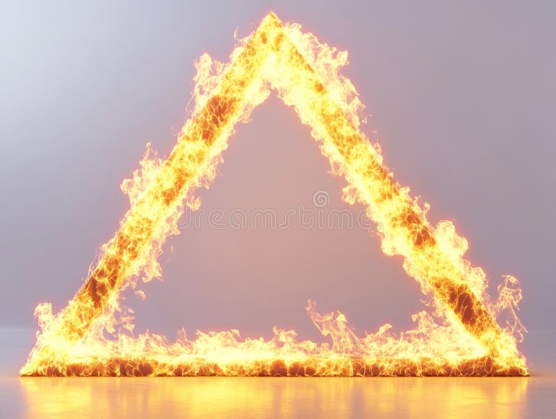 Fiery Fire Triangle Shape with Smoke Isolated on a Transparent ...