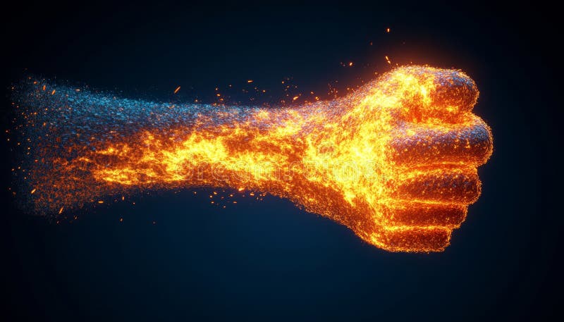 Fiery Fist of Power Abstract Representation of Energy, Strength, and ...