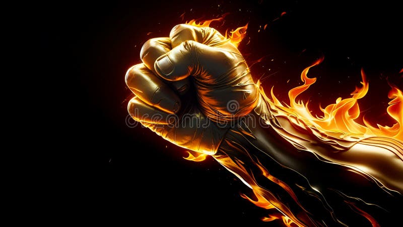 Fiery Fist of Power and Strength Stock Photo - Image of power, fist ...