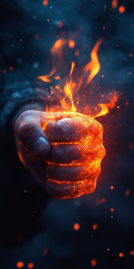 Fiery Fist of Power Unleashed Embracing the Intensity of Burning Flames ...
