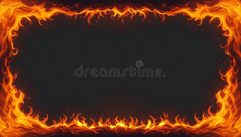 Fiery Flame Border Frame for Design, Background, and Wallpaper Stock ...