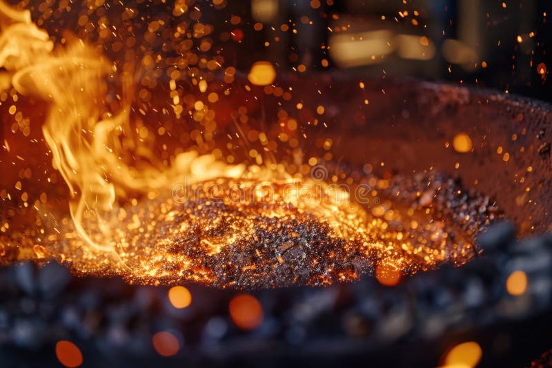 A Fiery Flame Burning in a Bowl of Coal. Perfect for Industrial ...