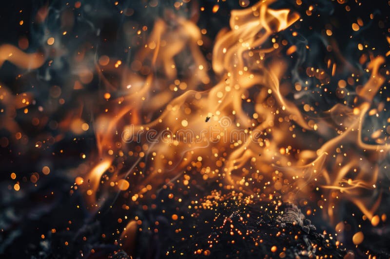 Close-up of Fire on Dark Background Stock Photo - Image of heat, black ...