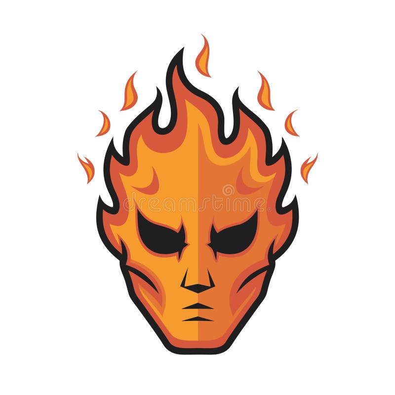 Fiery Flame Mask Vector Illustration for Tattoo Design and Use Stock ...