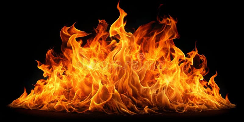 Fiery Flames Dance Against Black Background, Digital Art, Abstract ...