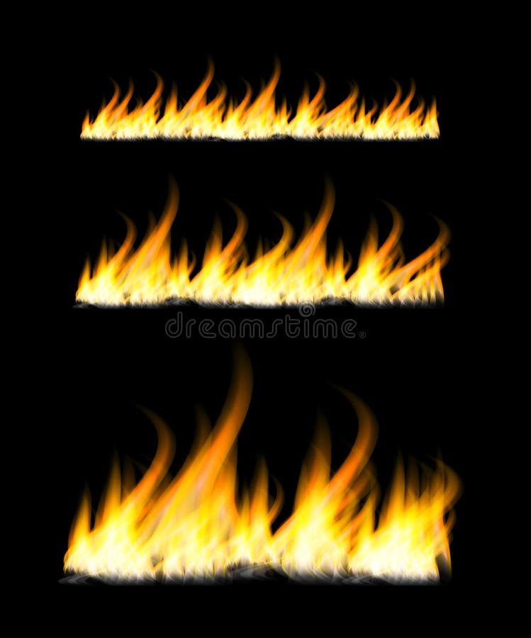 Fiery Flames on a Dark Background. Fire Bonfire. Vector Illustration ...