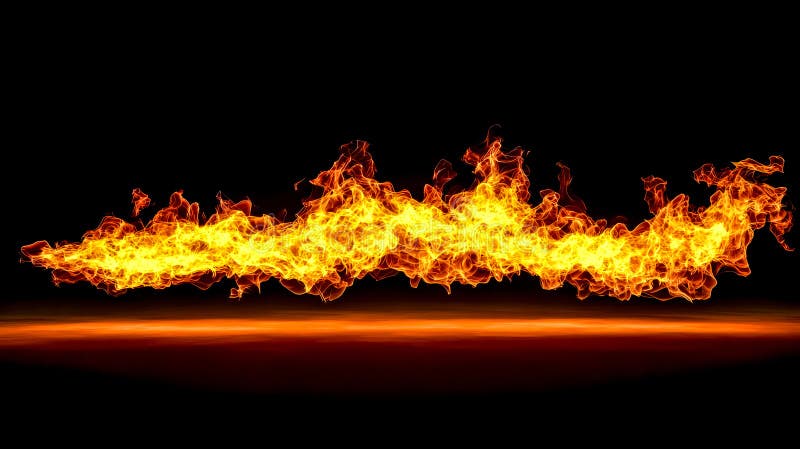 Fire Flames Burning on Black Background with Reflection Stock Photo ...