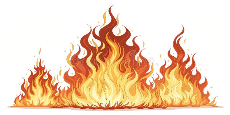 Fiery Flames Illustration Vector Composition, Orange and Yellow Hues ...