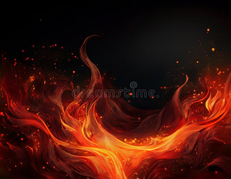 Fiery Flames Intense Red and Orange Abstract Fire Texture on Black ...