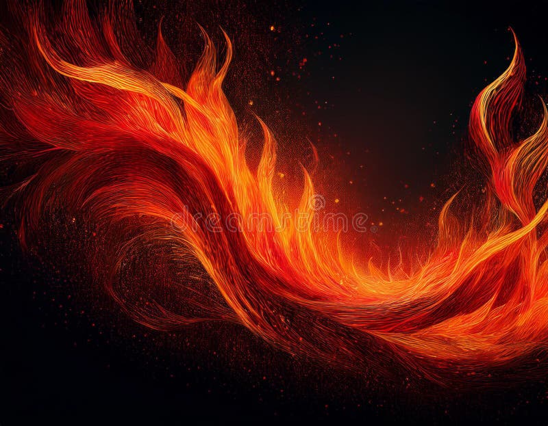 Fiery Flames Intense Red and Orange Abstract Fire Texture on Black ...