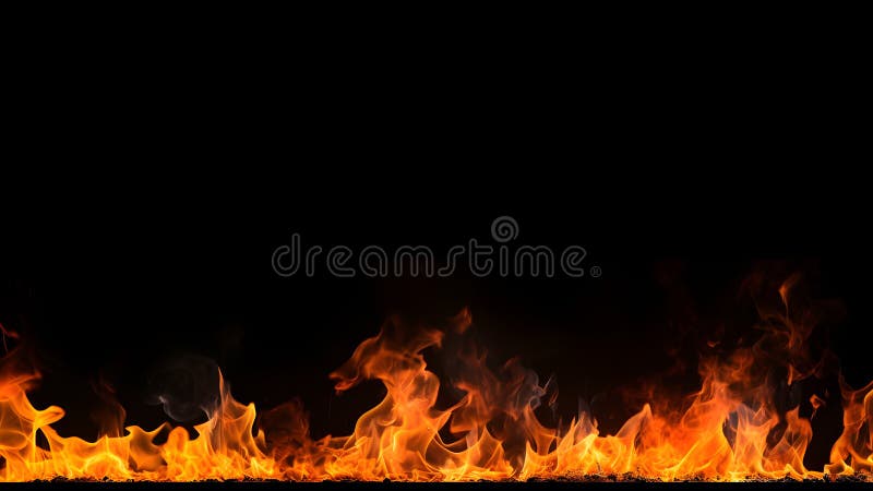 Fiery Flames on Isolated Black Background. Created with Generative AI ...