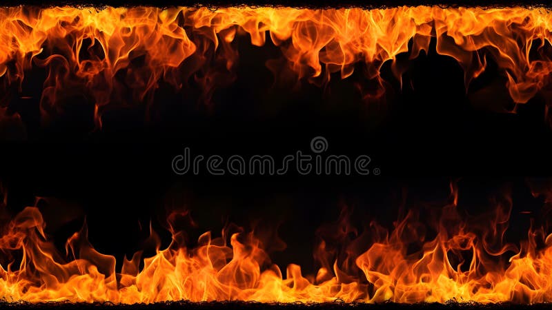 Fiery Flames on Isolated Black Background. Created with Generative AI ...