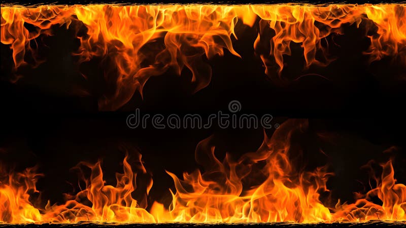 Fiery Flames on Isolated Black Background. Created with Generative AI ...