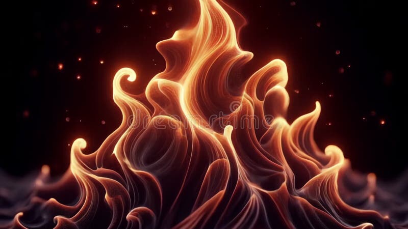 Fiery Flames with Particles on a Black Background. Loop Stock Footage ...