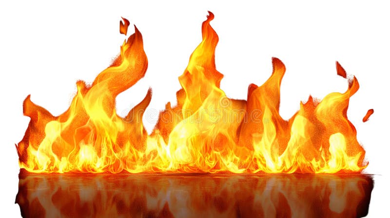 Fiery Flames Reflection Isolated on White Stock Photo - Illustration of ...