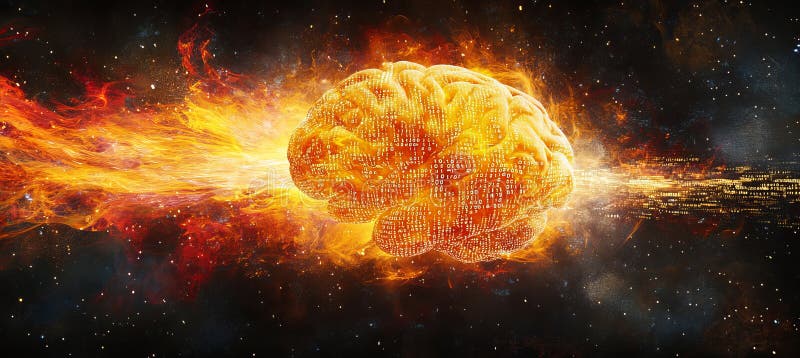 Flaming brain cartoon stock vector. Illustration of textured - 38039018