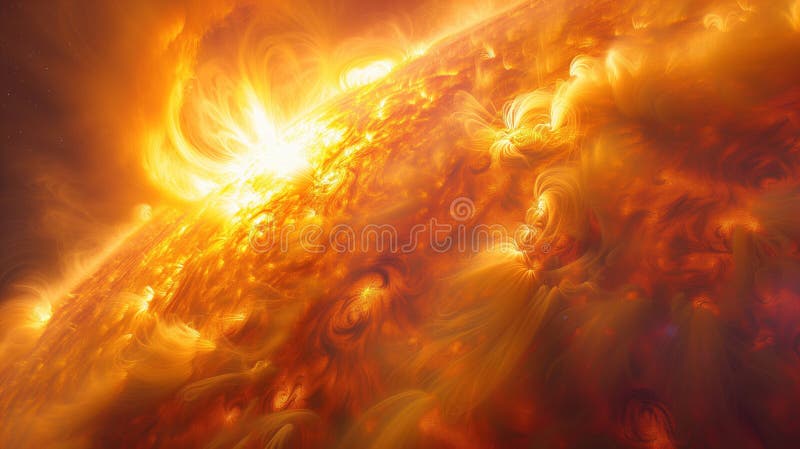 Fiery Flares on the Sun Cosmic Stock Illustration - Illustration of ...