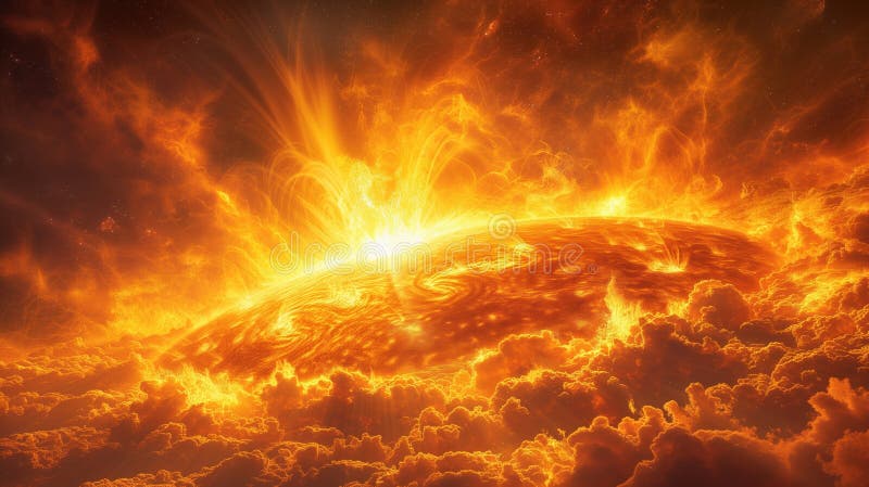 Fiery Flares on the Sun Cosmic Stock Illustration - Illustration of ...