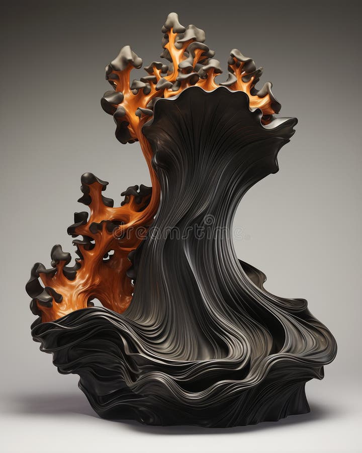 Fiery Fluidity: a Dynamic Sculptural Exploration of Wood, Fire Stock ...