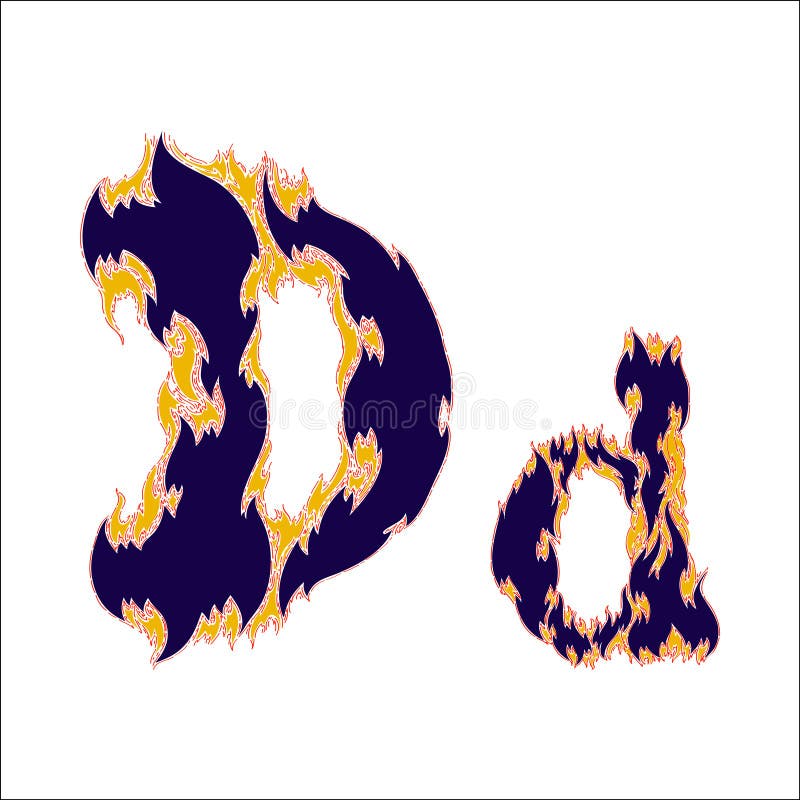 Fiery Font Blue Letter D on a White Background Stock Vector ...