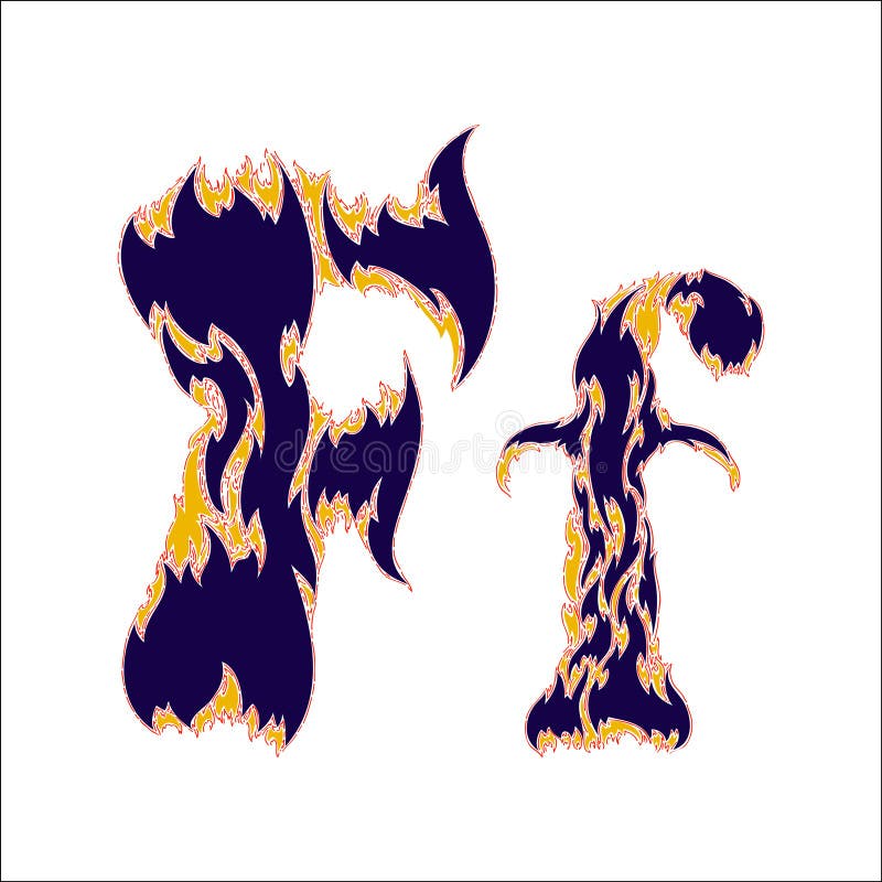 Fiery Font Blue Letter F on a White Background Stock Vector ...