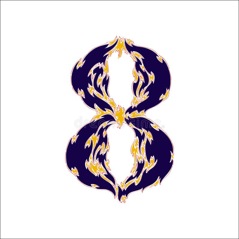 Fiery Font Blue Number 8 on a White Background Stock Vector ...