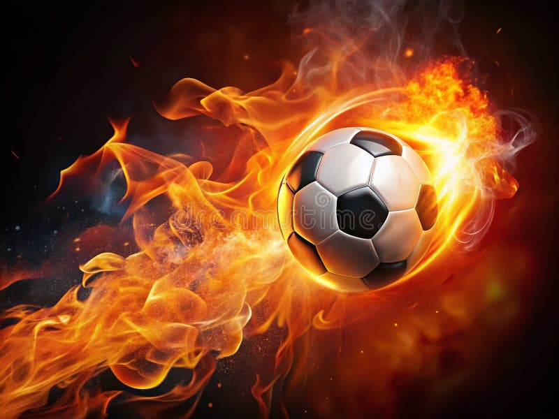 Fiery Football a Stunning Visual Burst of Action and Energy Capturing ...