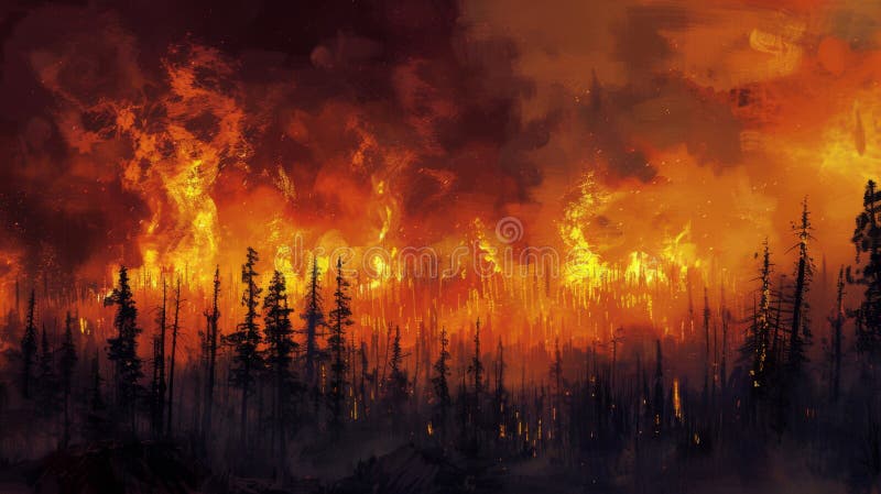 The Fiery Forest Inferno. AI Generated Stock Image - Image of danger ...