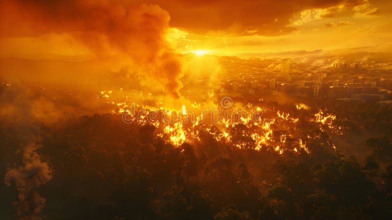 Fiery Forest Inferno 3D Illustration Stock Illustration - Illustration ...