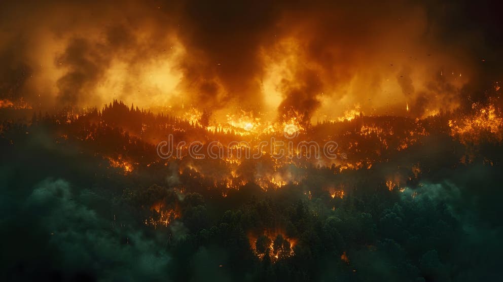 Fiery Forest Inferno 3D Illustration Stock Illustration - Illustration ...