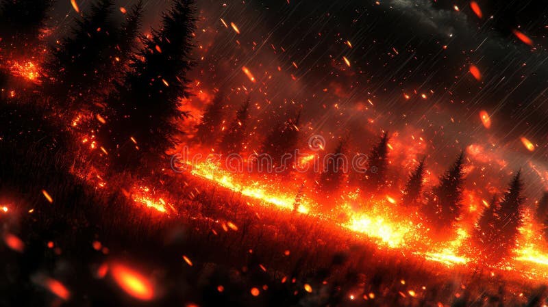 Fiery Forest Inferno stock image. Image of impact, conflagration ...
