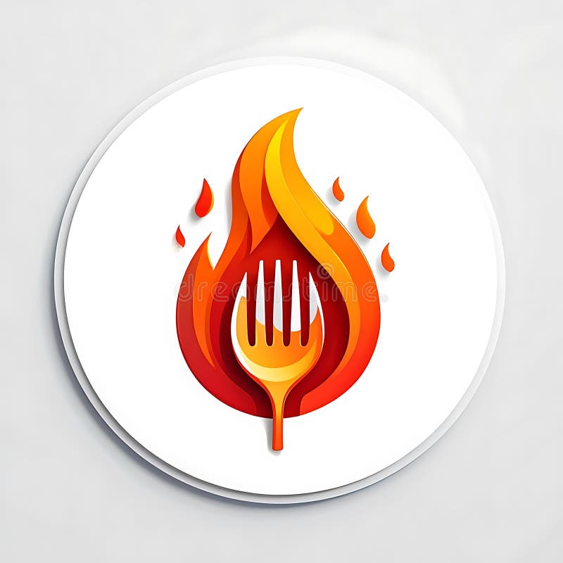 Fiery Fork Icon Represents Hot Cuisine or Spicy Restaurant Menu Stock ...