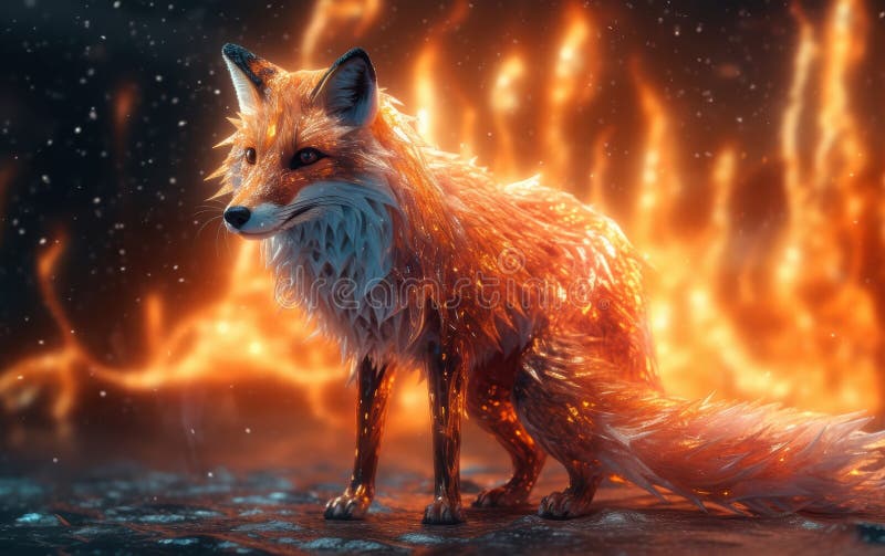 Fiery Fox: a Digital Masterpiece. Created by Generative Artificial ...