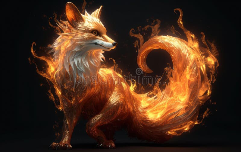 Fiery Fox: a Digital Masterpiece of Fantasy. Created by Generative ...