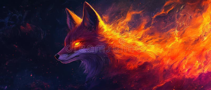 "FIERY FOX with GLOWING EYES" Stock Illustration - Illustration of ...