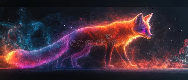 FIERY FOX SILHOUETTE GLOWING with SPARKS Stock Illustration ...