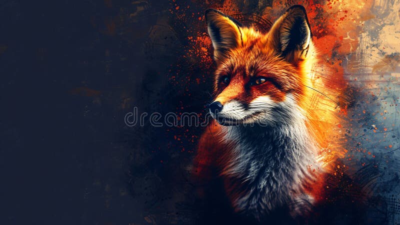 Fiery Fox in a Splash of Color Stock Image - Image of dark, gaze: 329341247