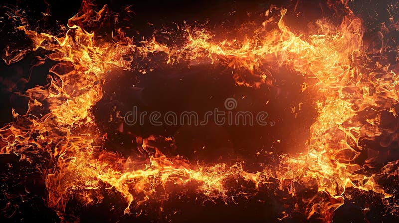 Fiery Frame: a Blazing Border of Fire Stock Illustration - Illustration ...