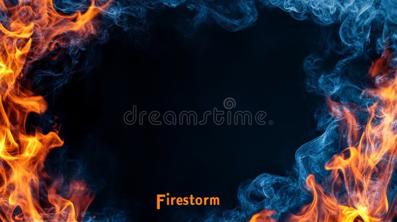 Fiery Frame Border Abstract Fiery Border Orange and Blue Flames Dark ...