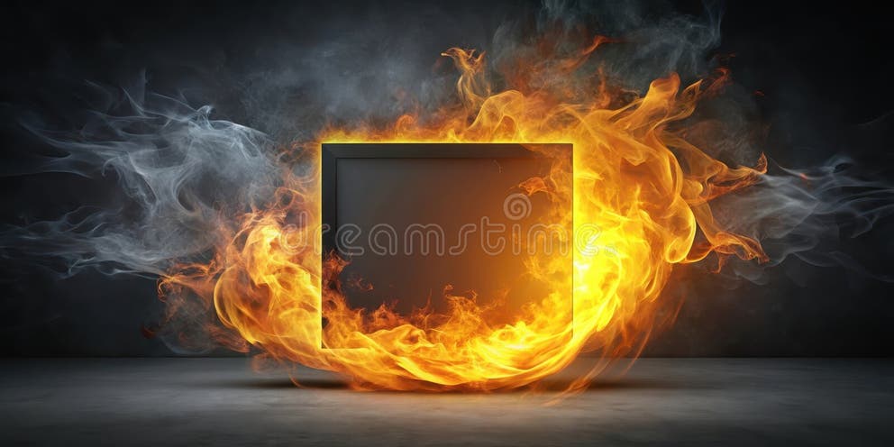 Fiery Frame a Burning Rectangular Shape Surrounded by Intense Flames ...