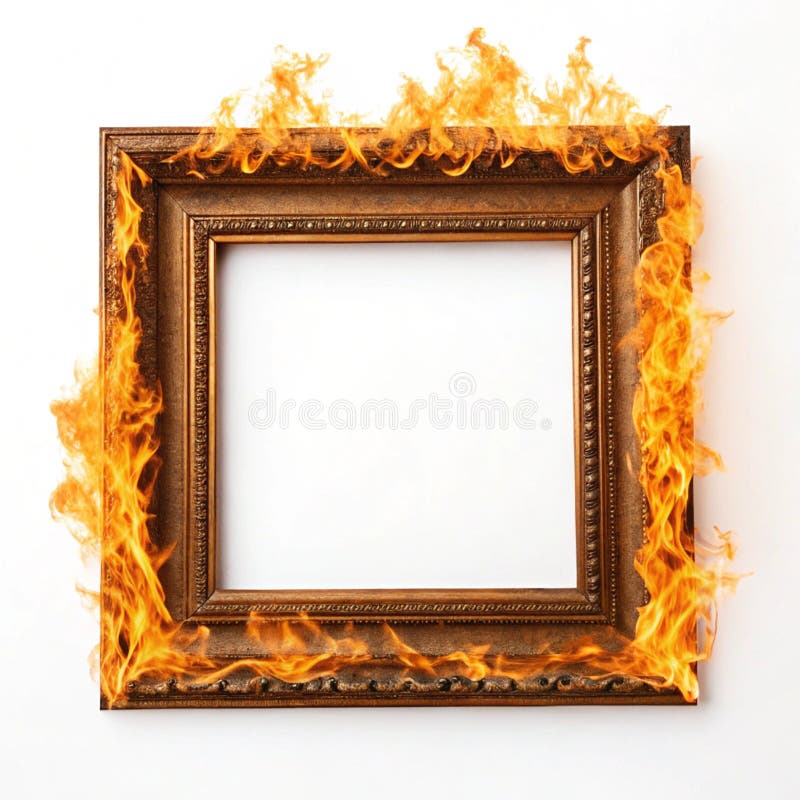 Fiery Frame Isolated on White Background Stock Illustration ...