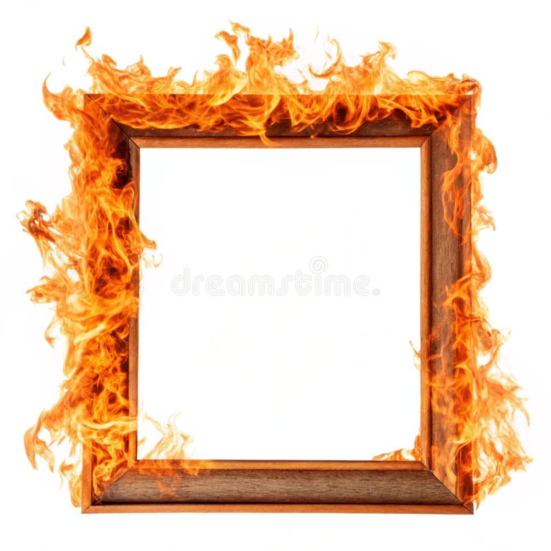 Fiery Frame Isolated on White Background Stock Illustration ...