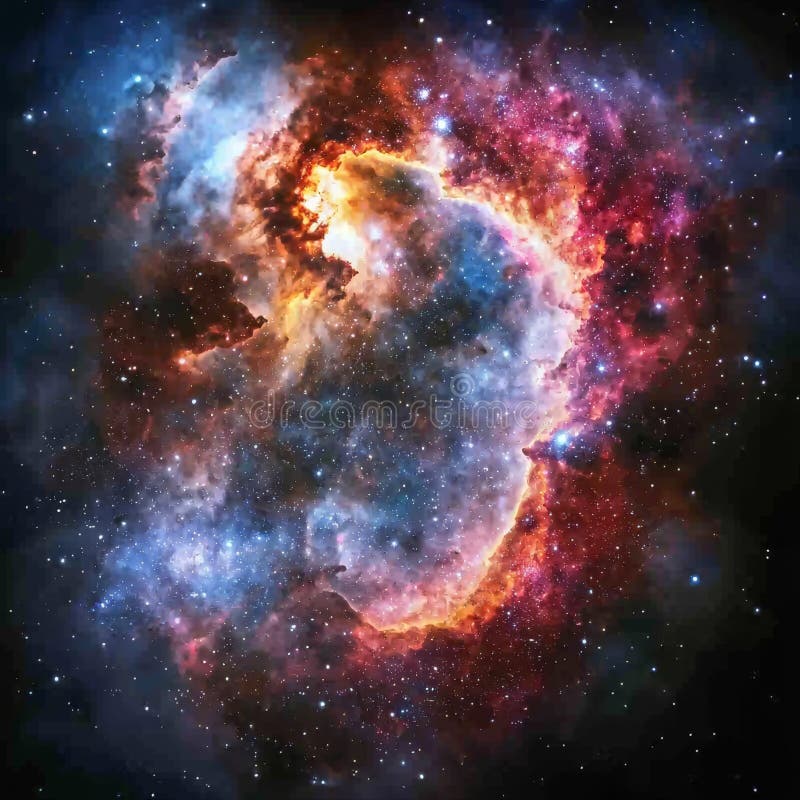 Fiery Galactic Vortex in the Universe. Stock Illustration ...