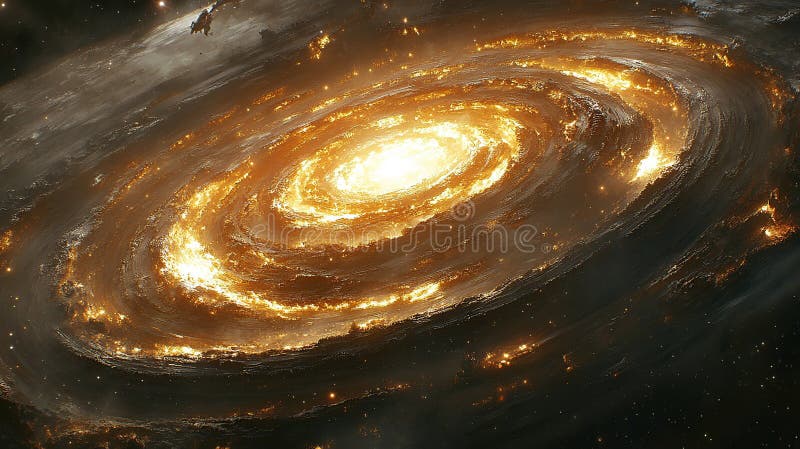 Fiery Galaxy Spiral Nebula Space Background Stock Image - Image of ...