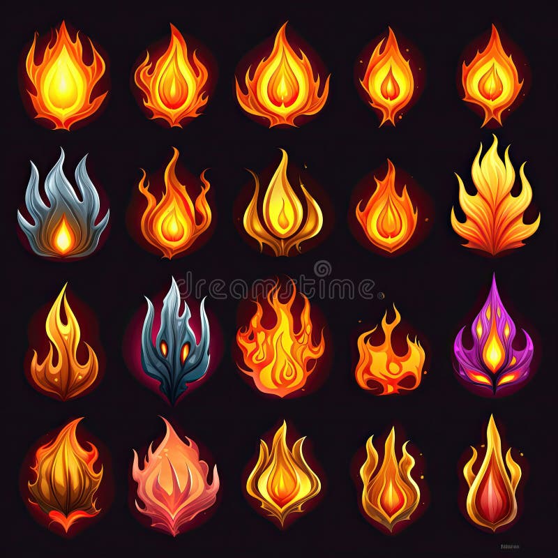 Fiery Game Fire Flame Ai Generated Stock Photo - Image of power, flat ...