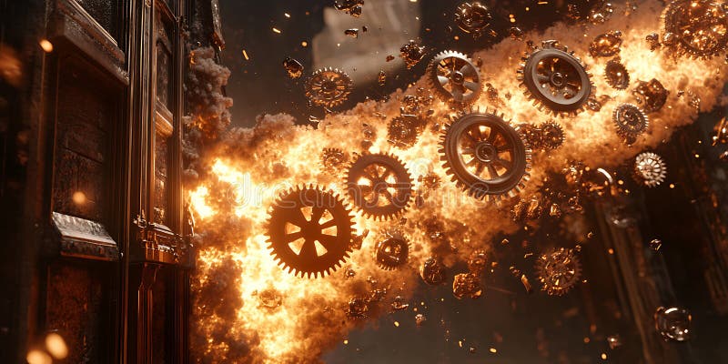 Fiery Gear Explosion Abstract Background Image Stock Illustration ...