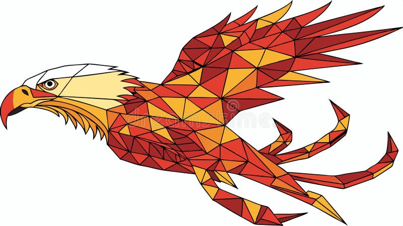 Fiery Geometric Eagle in Dynamic Flight, Power Symbol, Vector Design ...