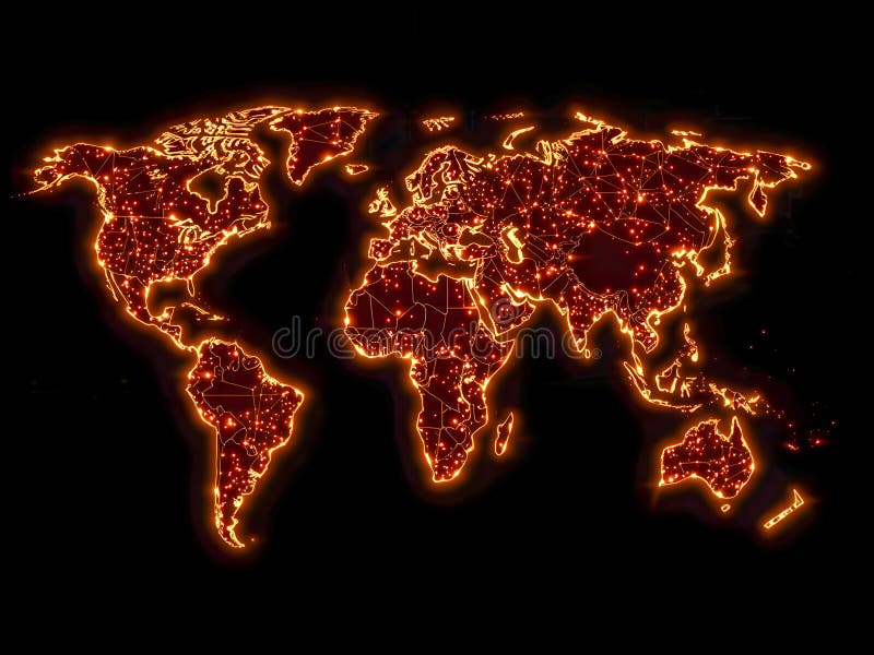 Fiery Global Warming a Burning Earth Map Stock Illustration ...