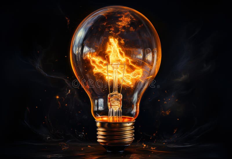 The Fiery Glow: Illuminated Light Bulb with Captivating Flames Inside ... The Fiery Glow: Illuminated Light Bulb with Captivating Flames Inside ...